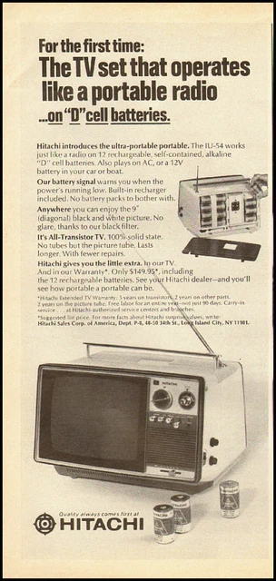 1970S VINTAGE AD for Hitachi Portable TV -071612 £8.39 - PicClick UK