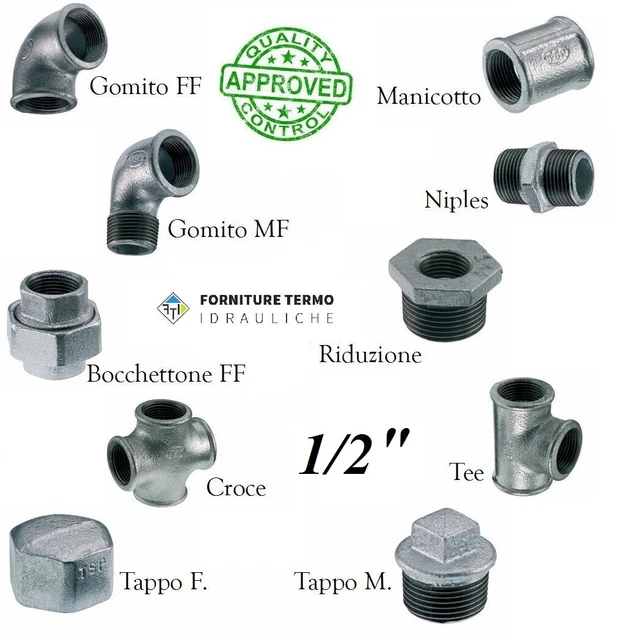 RACCORDI IDRAULICI ZINCATI 1/2 Acqua/Gas Raccorderia Zincata Raccordo Zincato EUR 1,20 - PicClick FR