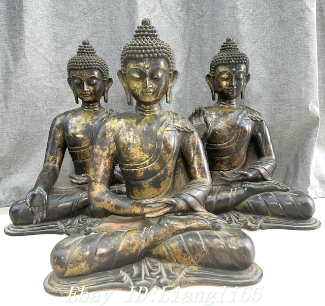 19.6''TIBET TIBETAN BRONZE Gilt Shakyamuni Sakyamuni Buddha 3 Gott Set Statue EUR 2.740,00 ...