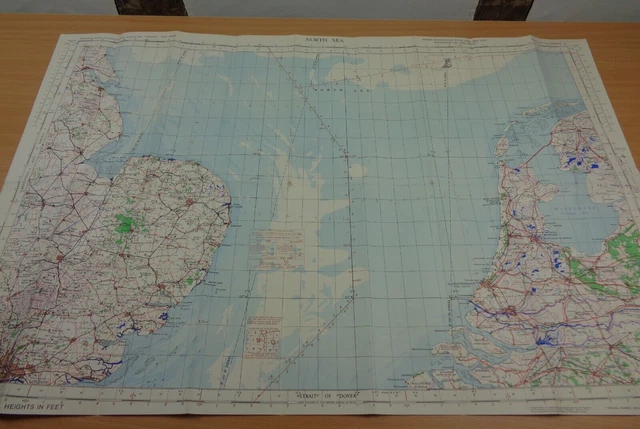 WW2 (1944) RAF "WAR" map of the "NORTH SEA" as used by COASTAL & BOMBER ...