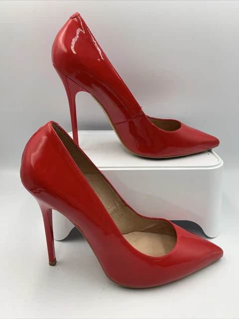 OFFICE RED PATENT Leather Stiletto Heels. Pointed Toe. Exc Cond! Size 5 ...