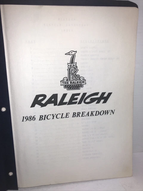 VINTAGE RALEIGH BICYCLES 1986 Bicycle Breakdown Parts And Numbers $39. ...