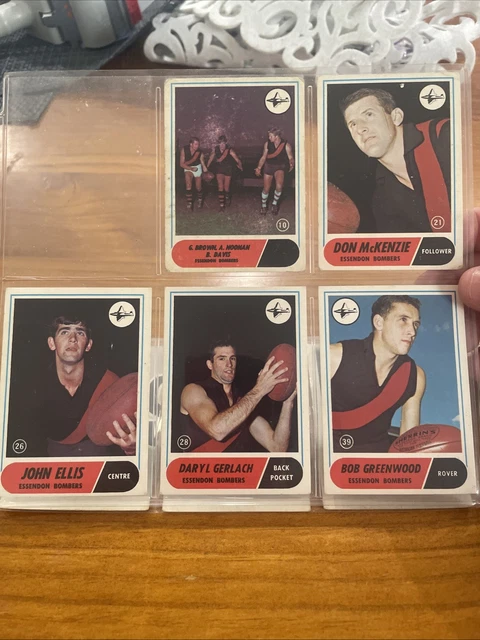 RARE-ESSENDON 1969 SCANLENS VFL Trading Card Full Team Set Essendon (5 ...