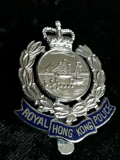 OBSOLETE DEFUNCT HONG Kong Police Cap Badge - Maker Mark Firmin London ...