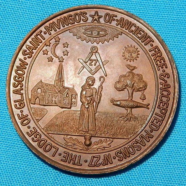 VINTAGE MASONIC MARK PENNY TOKEN LODGE OF GLASGOW SAINT MVNGOS COIN No ...
