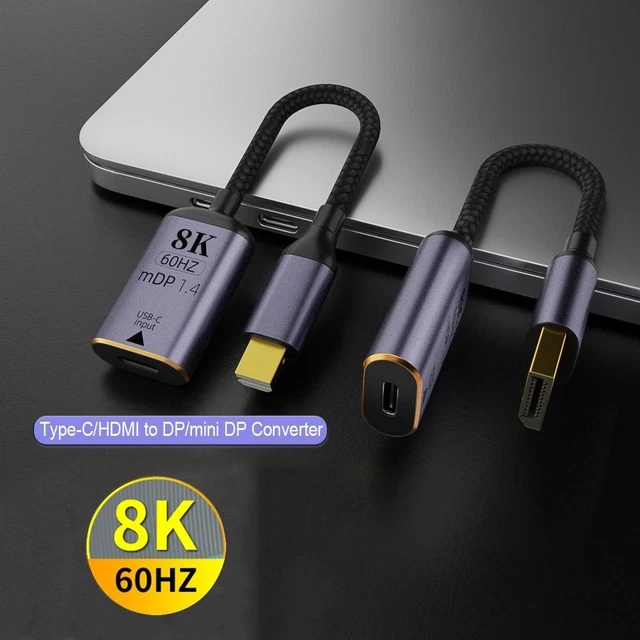8K 60HZ TYPE-C to DP/Mini DP HDMI-compatible to USB-C Video Adapter ...