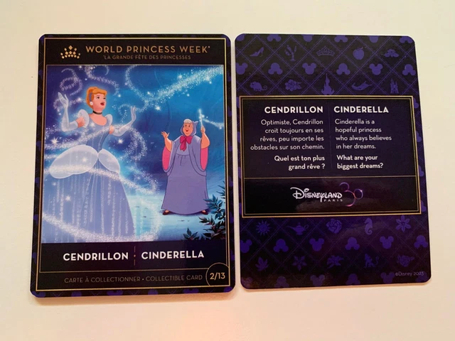 CARTE CARD WORLD princess week cinderella 2/13 disneyland paris 2023 ...