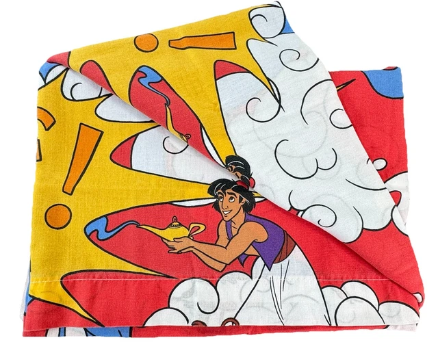 VINTAGE 90S DISNEY Aladdin Geni Twin Flat Sheet Red Poof! VGUC £19.95 ...