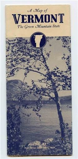 1941-42 OFFICIAL HIGHWAY Map of Vermont The Green Mountain State $12.00 ...