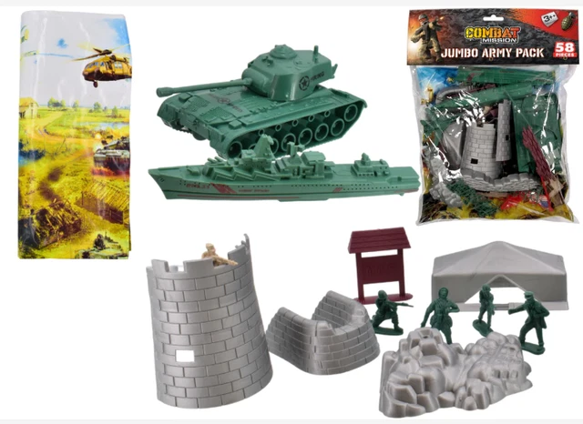 ARMY MEN TOY Soldiers World War II Combat Force Set USA GERMAN Figures ...