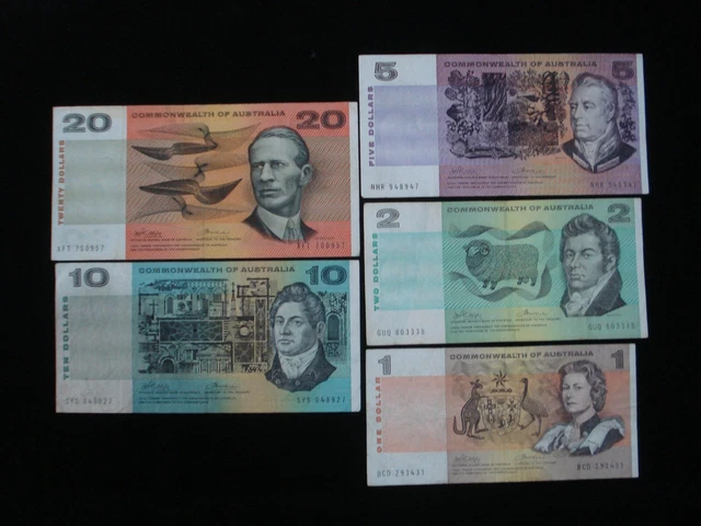 AUSTRALIAN DECIMAL BANKNOTES Set Phillips Wheeler 1972 Commonwealth of ...