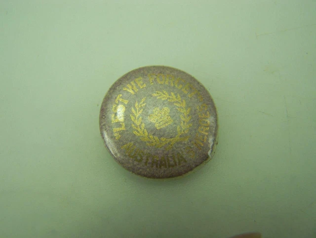 VINTAGE C1920S PIN back badge "Lest we forget, Australia's heroes" 891 ...