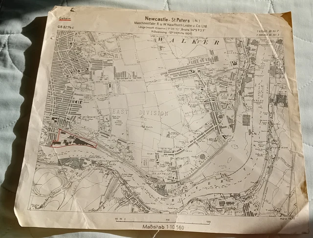 ORIGINAL WW2 GERMAN Air Force Target Map Of Newcastle-upon-Tyne 1939 ...