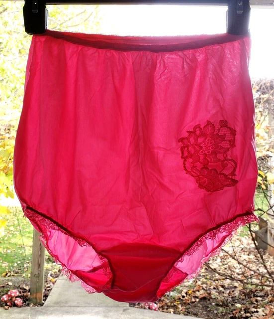 Vtg Nos 60s Sheer Nylon Granny Panties Double Mushroom Gusset Hot Pink