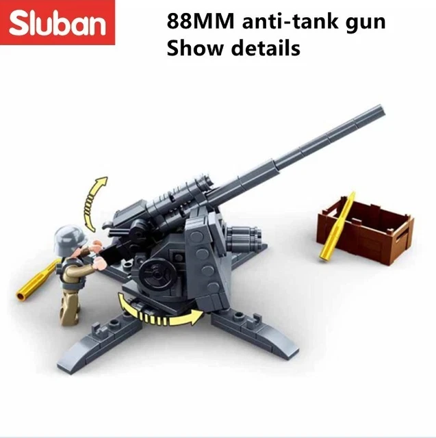 BUILDING BLOCKS MOC Military 88mm Flak Anti-Tank Gun Bricks Model Kids ...