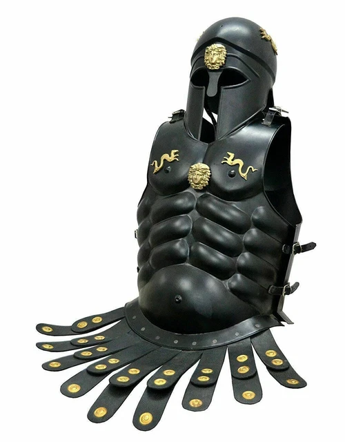 MEDIEVAL KNIGHT ARMOR Greek Corinthian Helmet & Muscles Breastplate ...