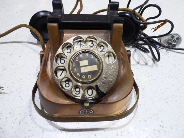 VINTAGE BELGIAN FTR Bell Bakelite & Copper Telephone Model RTT 56 To ...