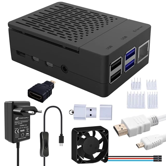GEEEKPI RASPBERRY PI 4 Boîtier avec Ventilateur5V 3A USB-C ...