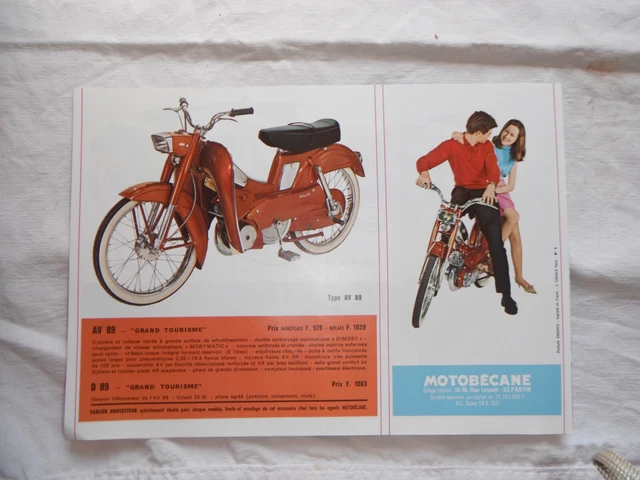 PUBLICITÉ CATALOGUE MOBYLETTE Motobécane AV49 AV44 AV42 S AV65 AV88 ...