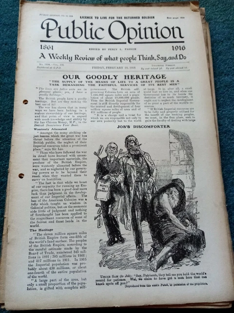 WW1 PUBLIC OPINION Magazine - dated Friday (more available) 1916 ...