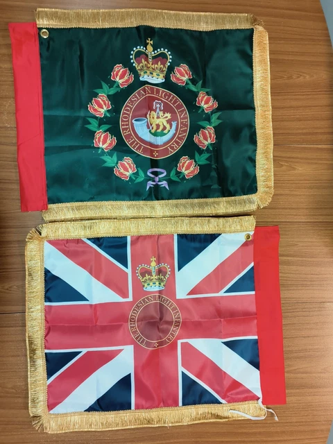 THE RHODESIAN LIGHT Infantry miniature Regimental/Queen's colours flag ...