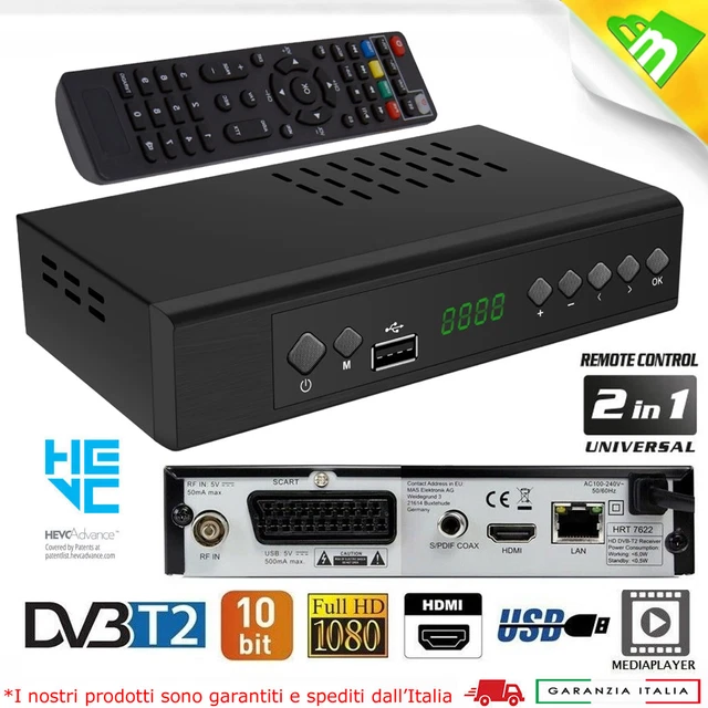 DECODER RICEVITORE DIGITALE Terrestre Dvb-T2 Full HD H265 10Bit HDMI e Scart New £26.75 ...