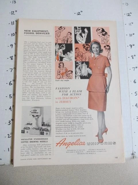 TRADE MAGAZINE AD 1964 ANGELICA waitress uniform diner restaurant ...