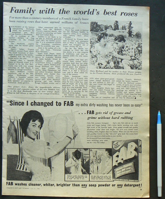 1961 VINTAGE AD FAB laundry powder original advertisement washing ...