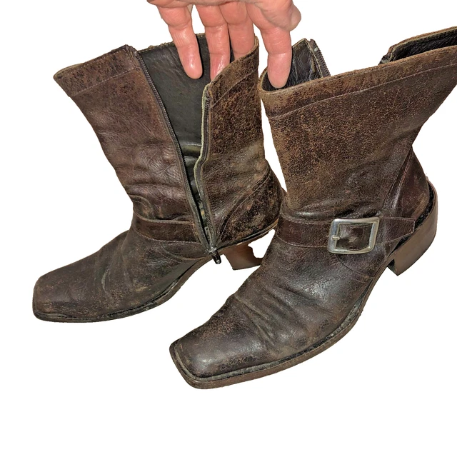 DSQUARED2 BROWN LEATHER Biker Boots Mens 41 7.5 8 height diesel ...