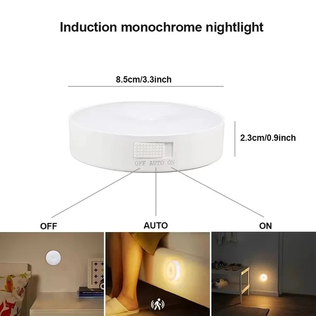 LED MOTION SENSOR Light Rechargeable PIR USB Portable Cabinet Stair ...