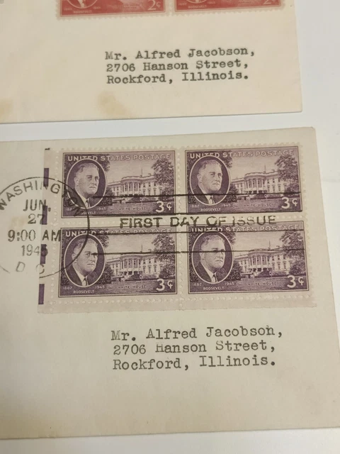 FDC 1945 IN Memoriam Franklin D Roosevelt First Day of Issue 1c 2c & 3c Blocks £19.80 - PicClick UK