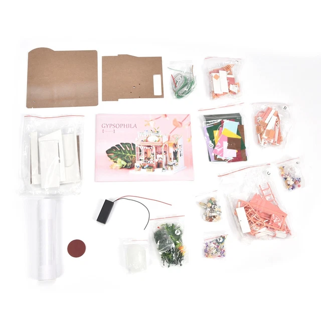 FLOWER DIY ASSEMBLY Dollhouse Mini Home Craft Model Doll House Model ...