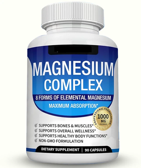 MAGNESIUM COMPLEX, 8 forms of elemental magnesium , 90 capsules, 1000mg ...