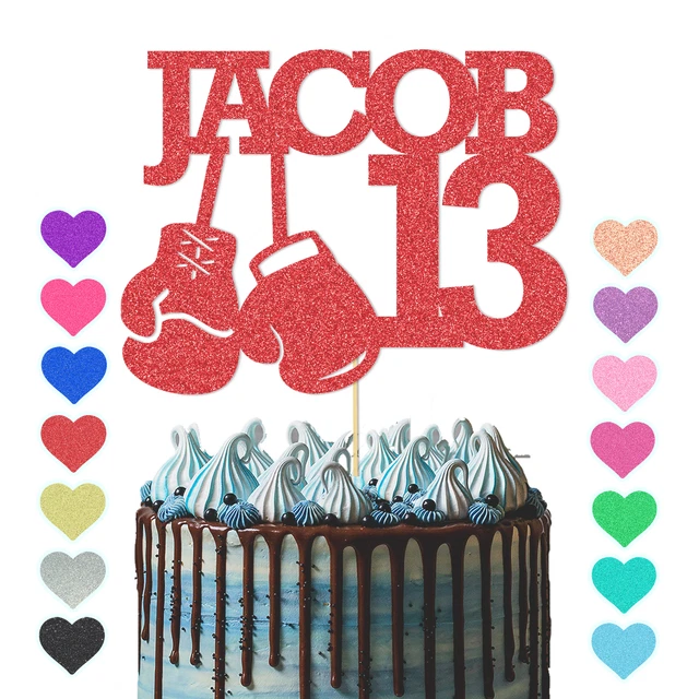 BOXER CAKE TOPPER Personalised Birthday Cake Topper Boxing Gloves Cake ...