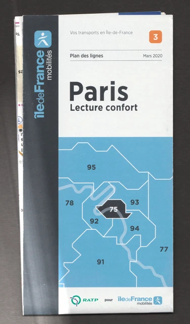 PLAN DE RÉSEAU de métro, bus et tramway de Paris mars 2020 "Lecture confort" EUR 6,90 - PicClick FR