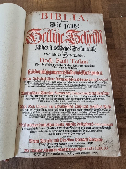 HEILIGE SCHRIFT BIBEL 1716 Mindener Bibel Johan Detleffsen verlegt ...