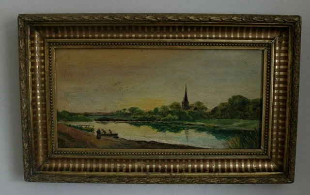 VICTORIAN OIL PAINTING on board of river scene. Signed S.Y. 1893 £58.00 ...