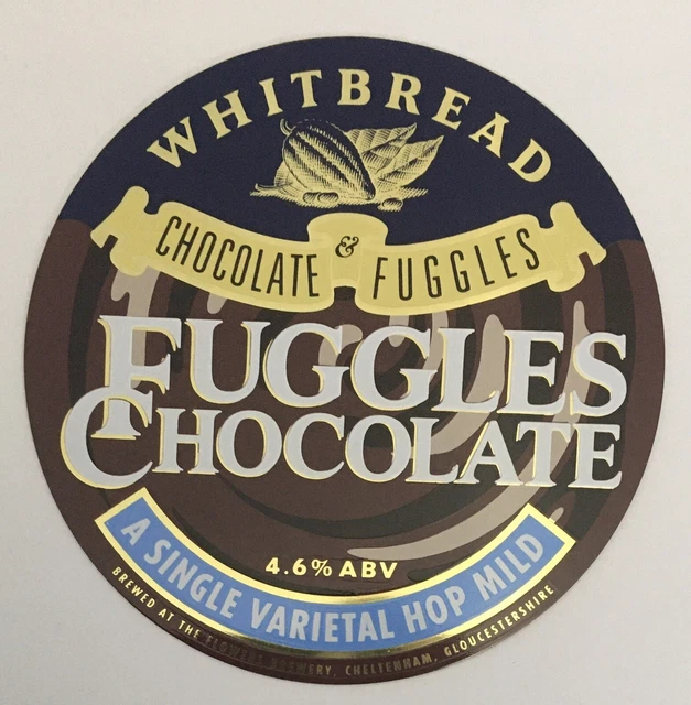 WHITBREAD FUGGLES CHOCOLATE Mild. Flat Metal T Bar Badge. Beer Pump ...