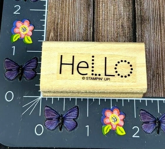 STAMPIN UP HELLO Rubber Stamp Dotted Letters Wood Mount #M136 $2.48 ...