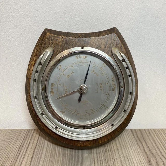 VINTAGE SHORTLAND SMITH’S SB 1940s Compensated Barometer Horseshoe Wood ...