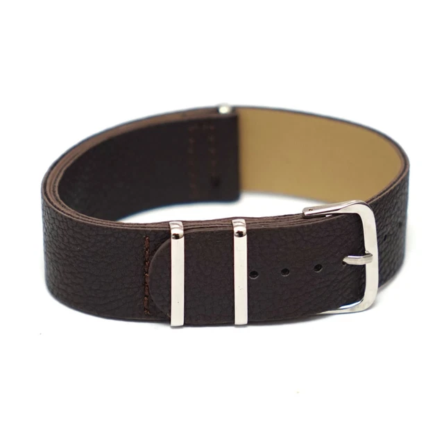 22MM PU LEATHER Dark Brown For Nato one piece watch straps watch band £ ...
