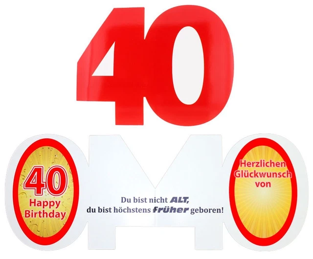 GEBURTSTAGSKARTE ZAHL 40 Riesenkarte Glückwunschkarte mit Spruch EUR 10 ...
