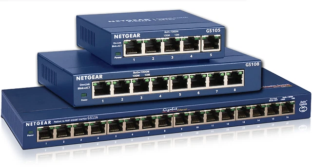 NETGEAR PROSAFE GIGABIT Switch 5/8/16 Ports 1Gbps Metal Chassis Quiet ...