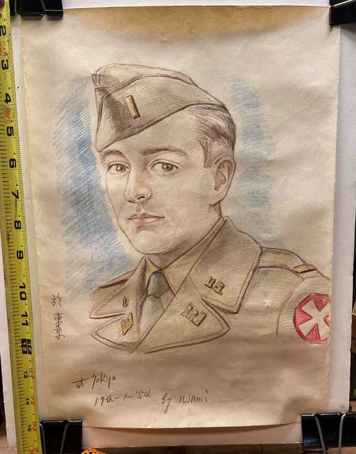 ORIGINAL COLORED PENCIL Drawing of US Army Officer EUR 4,23 - PicClick DE