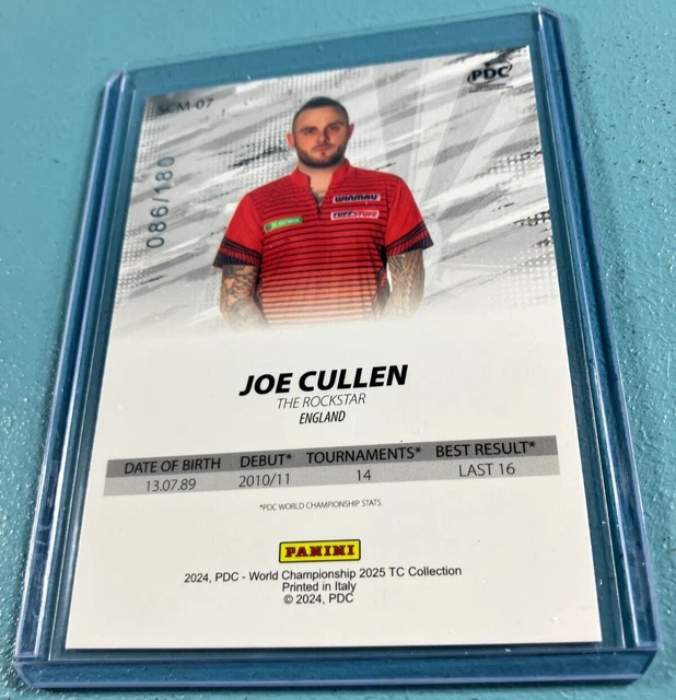 PANINI 2025 PDC Darts WM Card Karte Joe Cullen The Rockstar /180 Scoring Machine EUR 19,00 ...