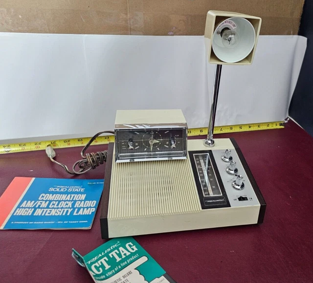 VINTAGE MCM REALISTIC Model 12-1463 AM FM Clock Lamp - Nice! Japan Glow ...