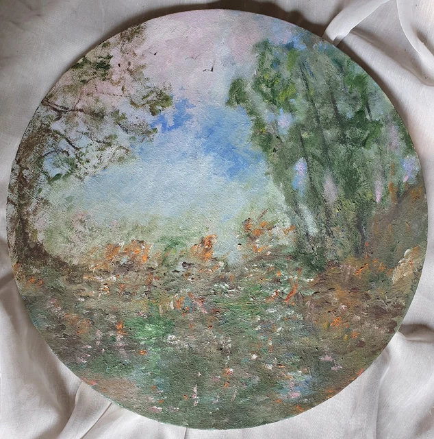 TABLEAU HUILE SUR Toile le chemin de campagne signé Meyer. EUR 15,00 ...