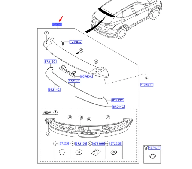 HYUNDAI SANTA FÉ MK3 DM Rear Spoiler 872102W000 NEW GENUINE $1,085.36 ...