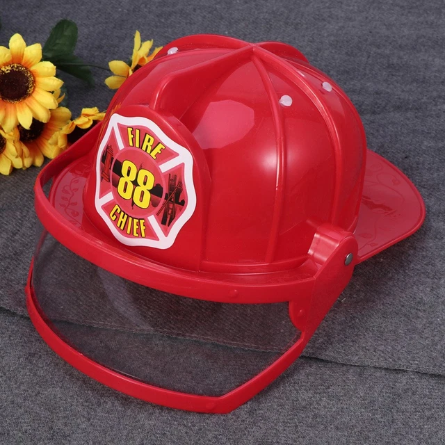 RED FIREFIGHTER HAT Firemen Role Play Hats Kids Fireman Decoration Kit ...