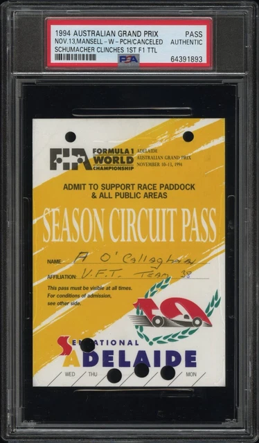 MICHAEL SCHUMACHER F1 World Drivers Championship Clinching Ticket Pass ...